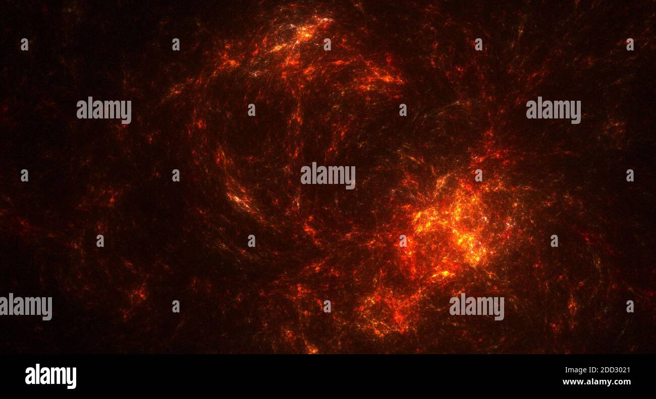 Abstract glowing fractal with neon electricity lines on black ...