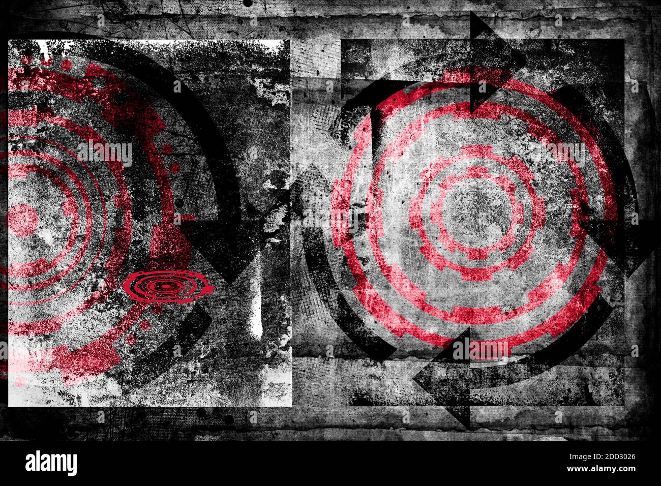 Abstract grunge futuristic cyber technology background. Drawing on old ...