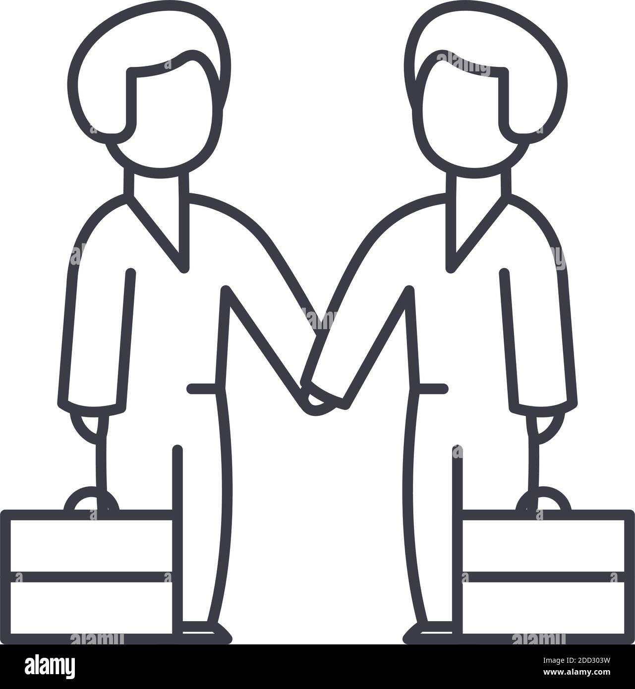 Partnership cooperation icon, linear isolated illustration, thin line ...