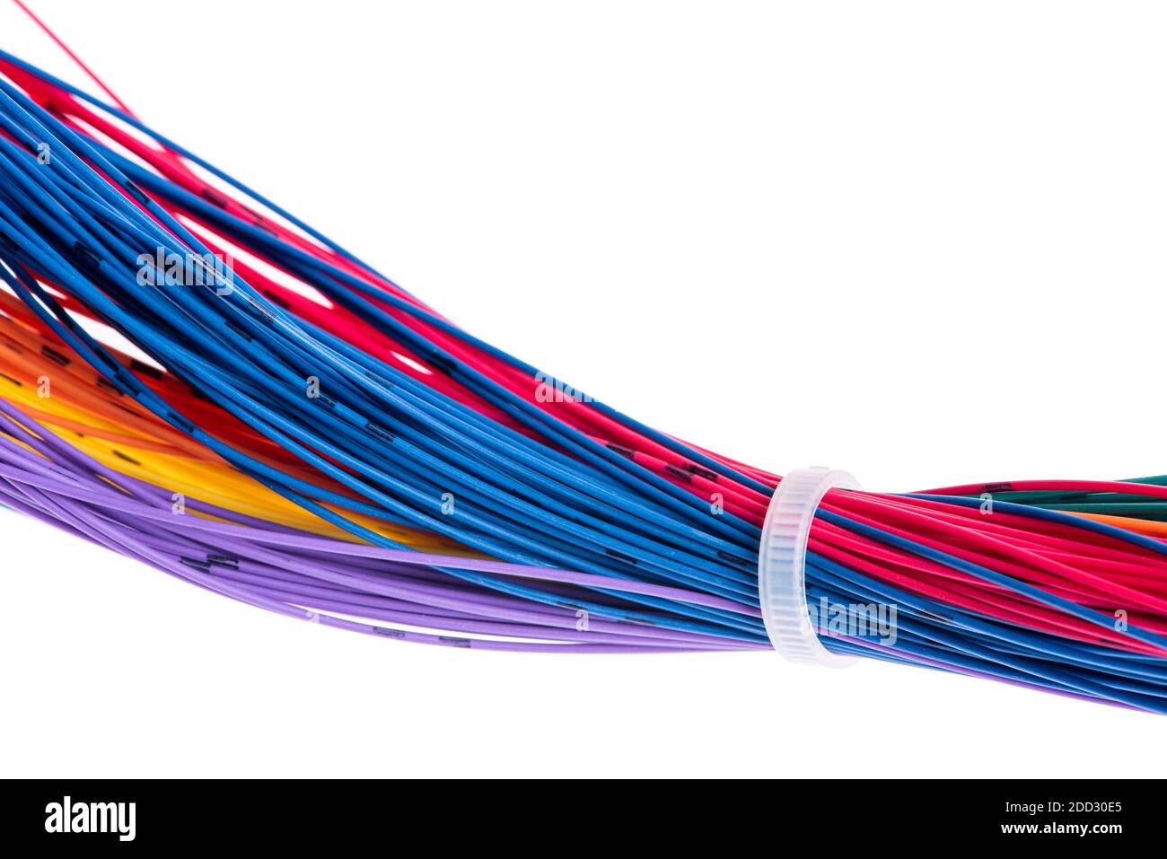 Colorful cable with ties isolated on white Stock Photo - Alamy