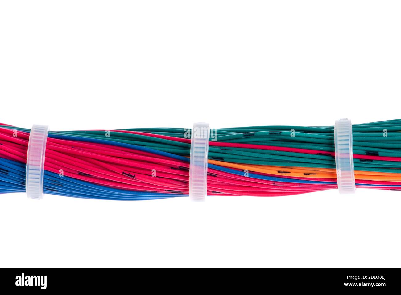 Colorful cable with ties isolated on white Stock Photo - Alamy