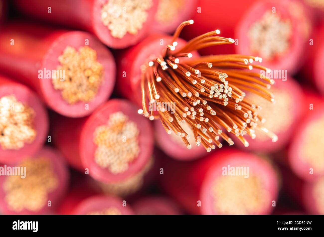Close-up detail of copper electrical power cables Stock Photo - Alamy