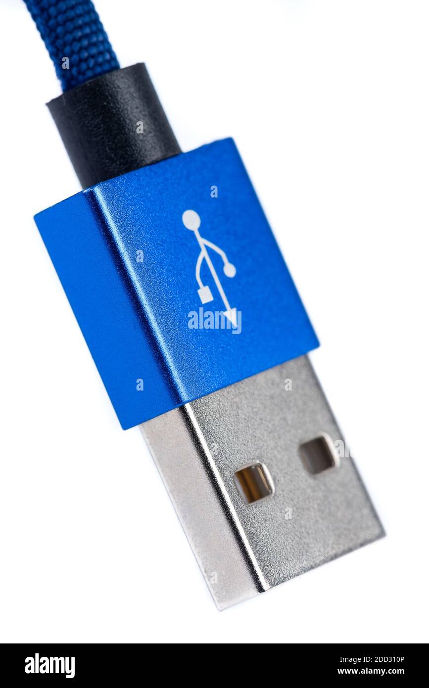 Plug Usb Cable Macro Isolated on White Background Stock Photo - Alamy