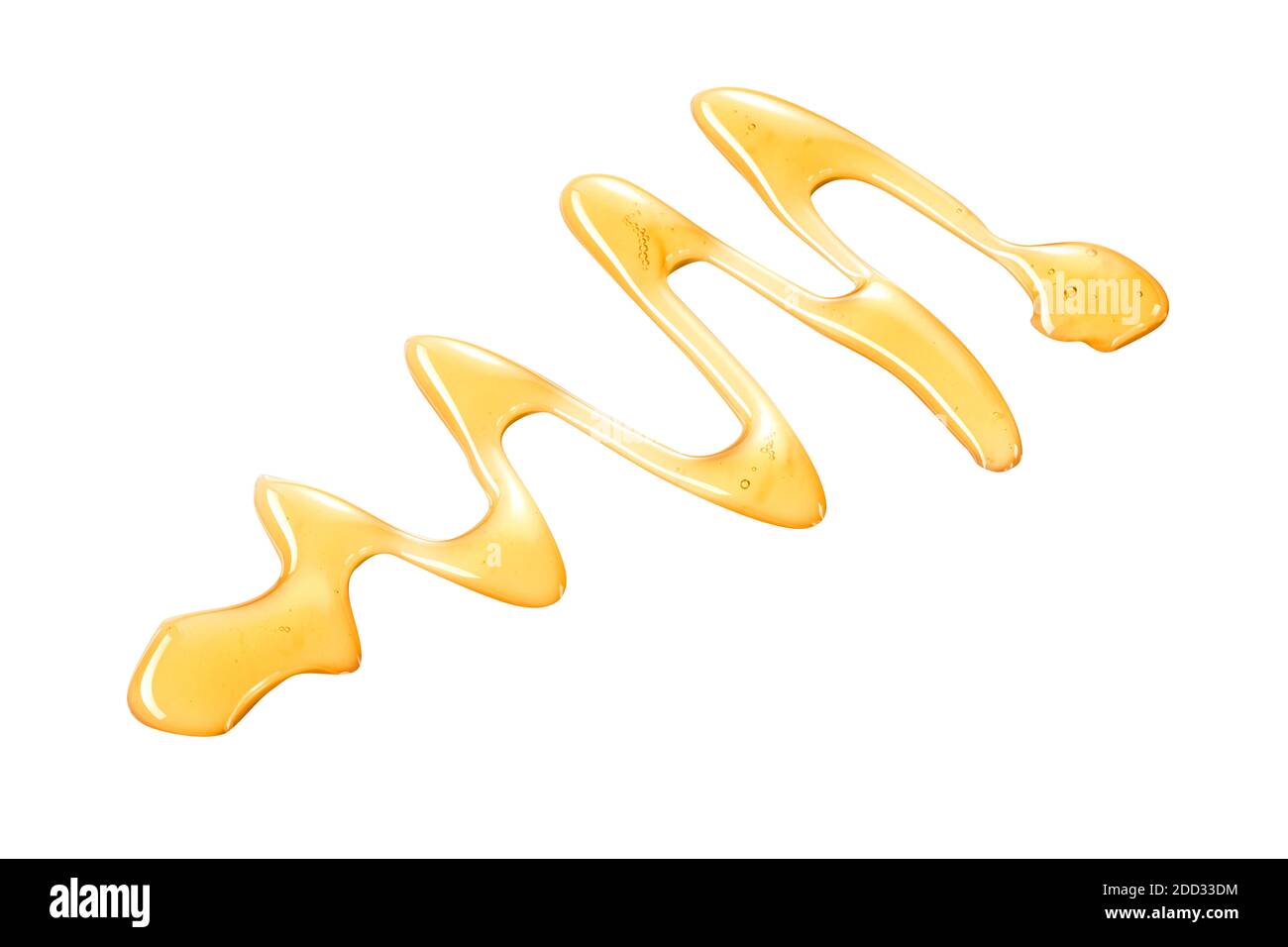 Zigzag line of drizzled golden honey arranged diagonally isolated on ...