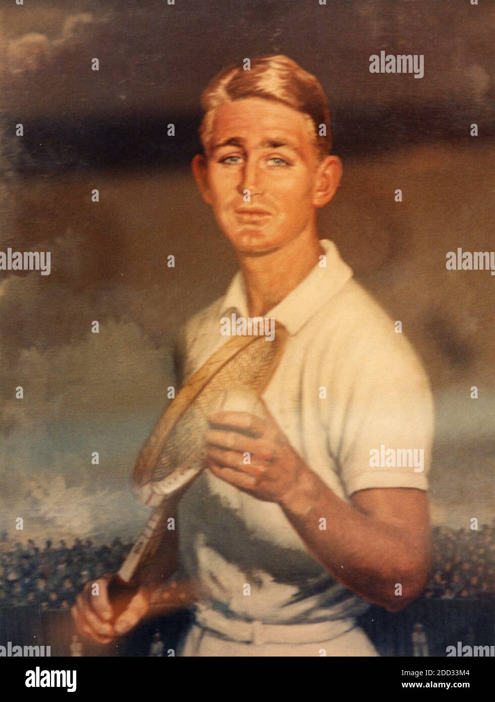 Painting of Australian tennis players Lew Hoad at Kooyong Lawn Tennis ...