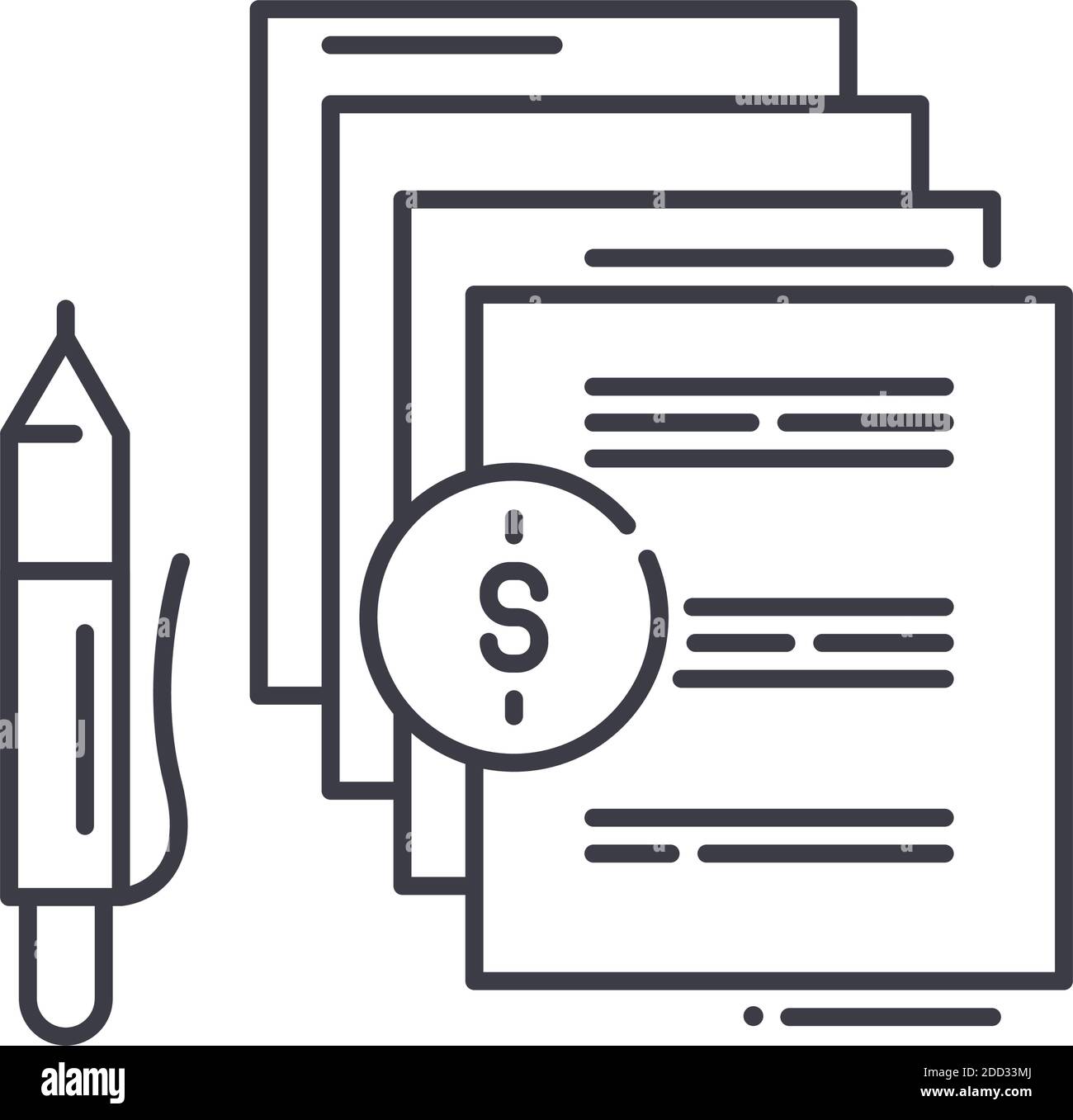 Paid articles icon, linear isolated illustration, thin line vector, web ...