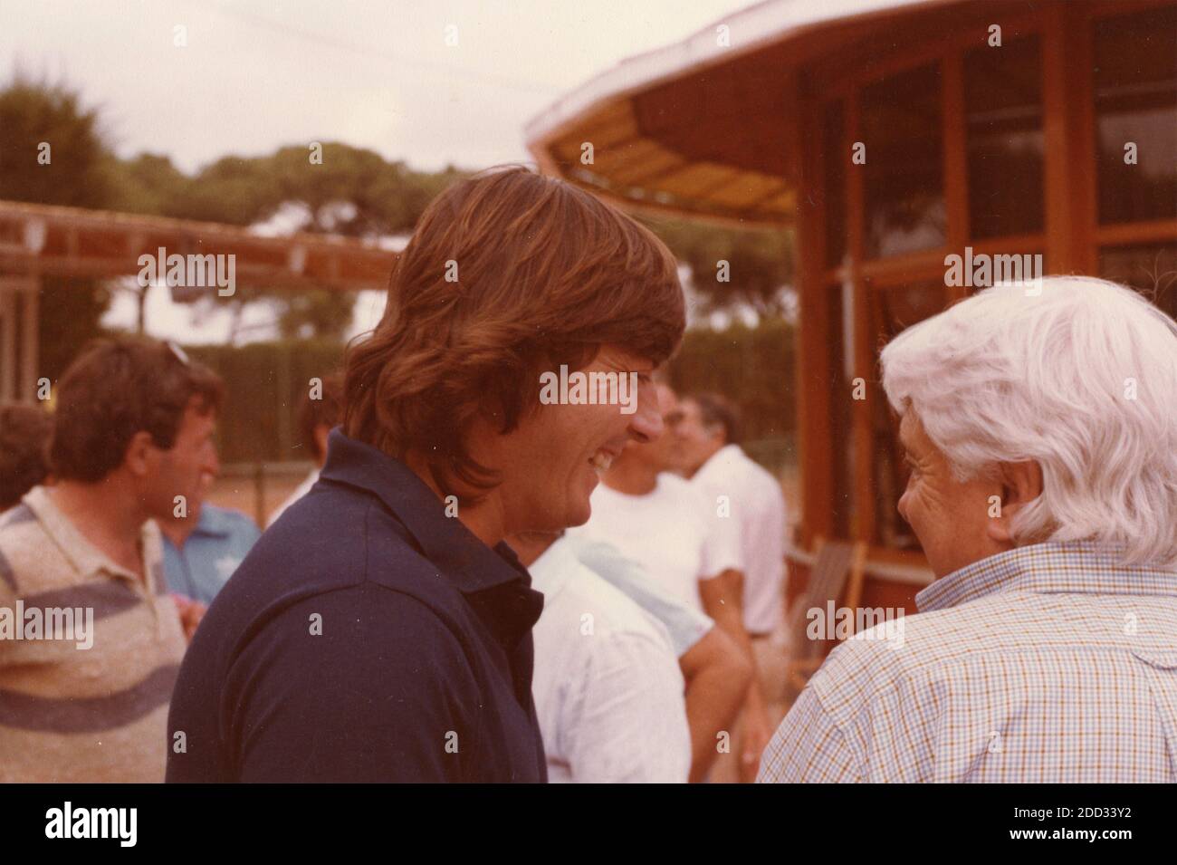 Italian tennis player Adriano Panatta talking to his father Ascenzio ...