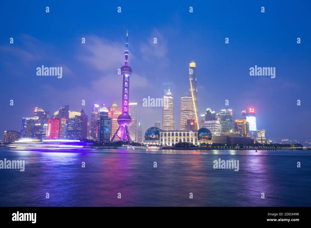Shanghai urban construction at night Stock Photo - Alamy