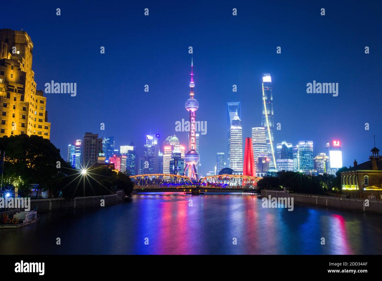 Shanghai building scenery at night Stock Photo - Alamy