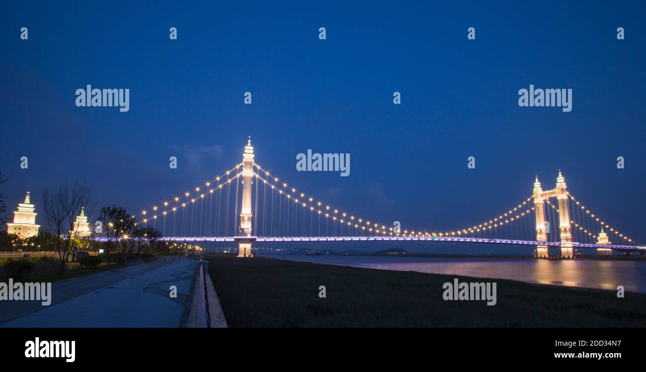 Zhoushan island bridge at night Stock Photo - Alamy