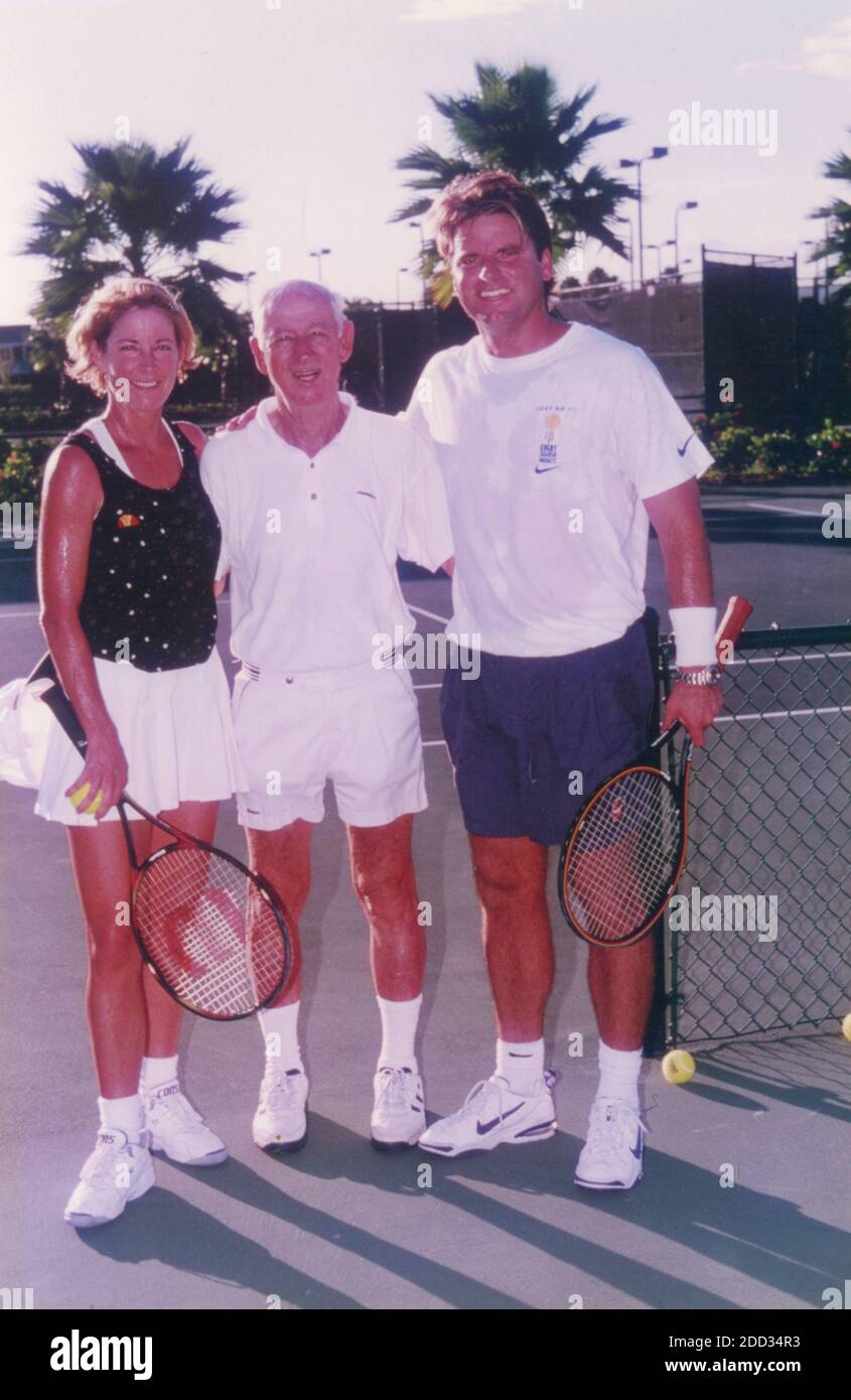 American tennis player Chris Evert and her father Jimmy and brother ...