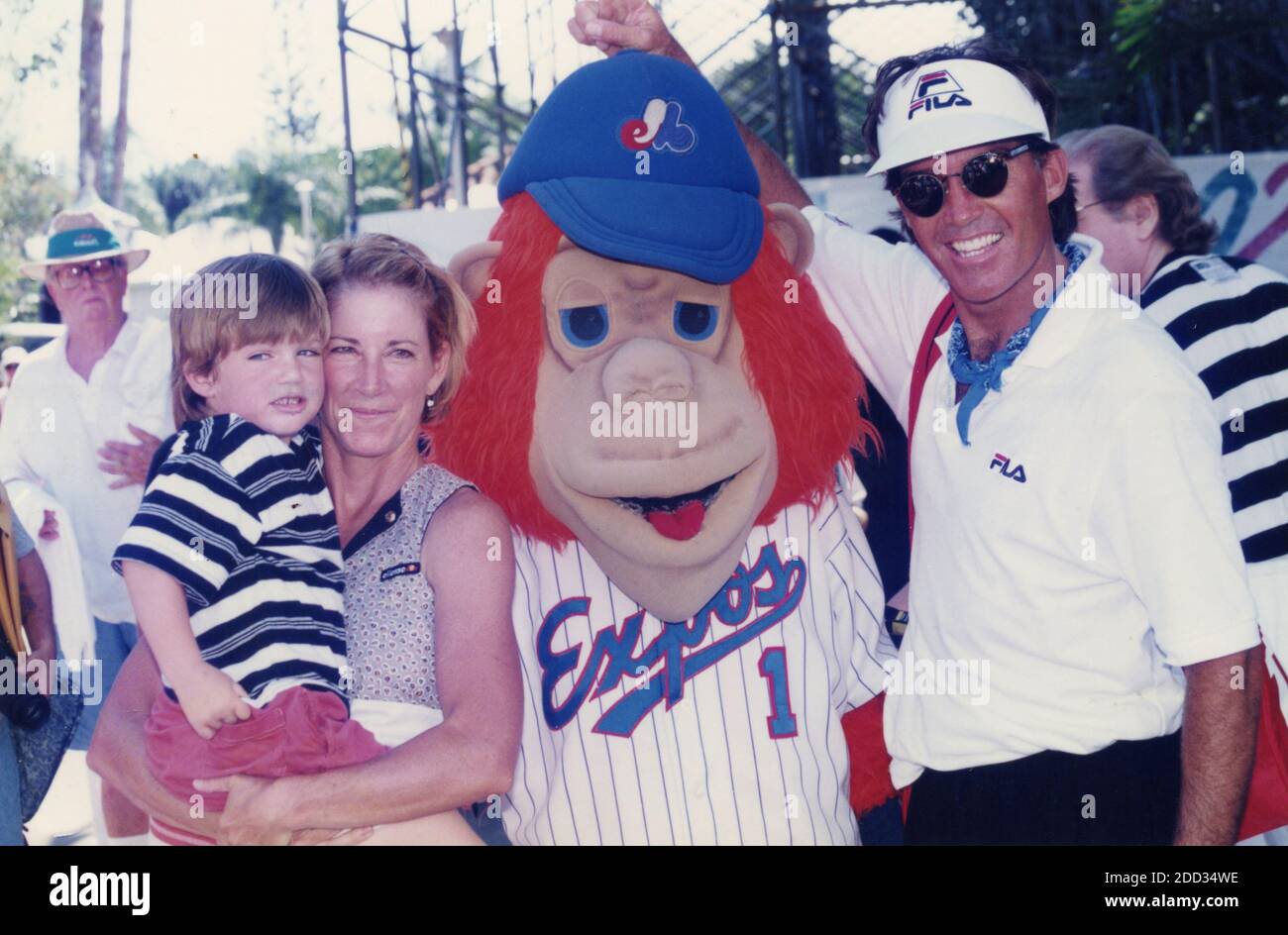 American tennis player Chris Evert with her husband Andy Mill and child ...