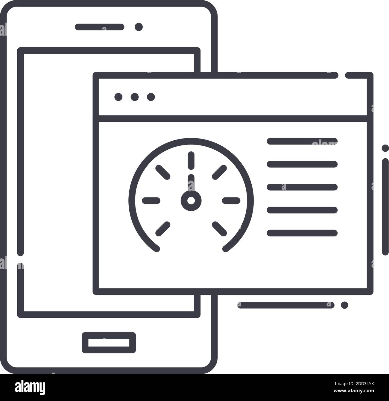 Page speed optimization icon, linear isolated illustration, thin line ...