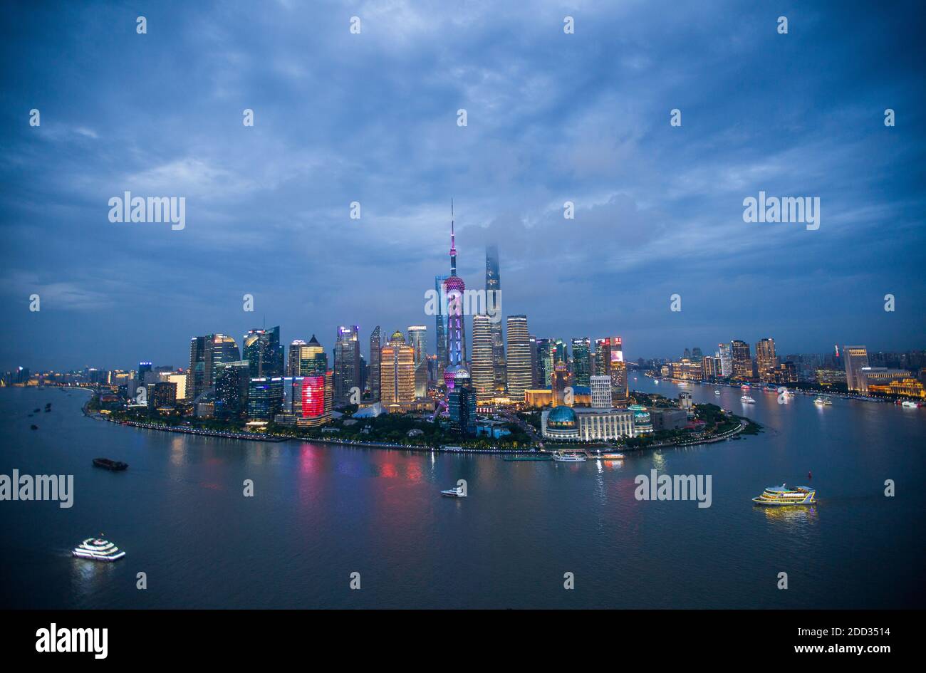 Shanghai urban construction scenery at night Stock Photo - Alamy