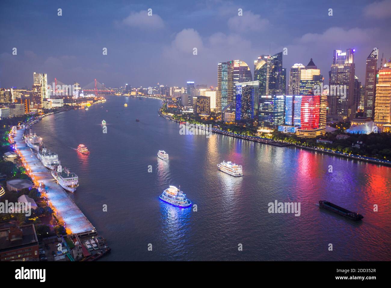 Shanghai urban construction scenery at night Stock Photo - Alamy