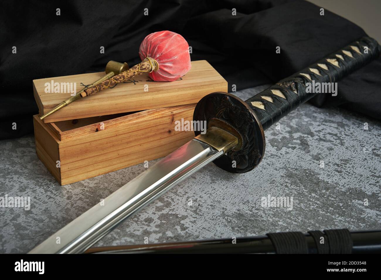 close-up of the Japanese battle sword katana Stock Photo - Alamy