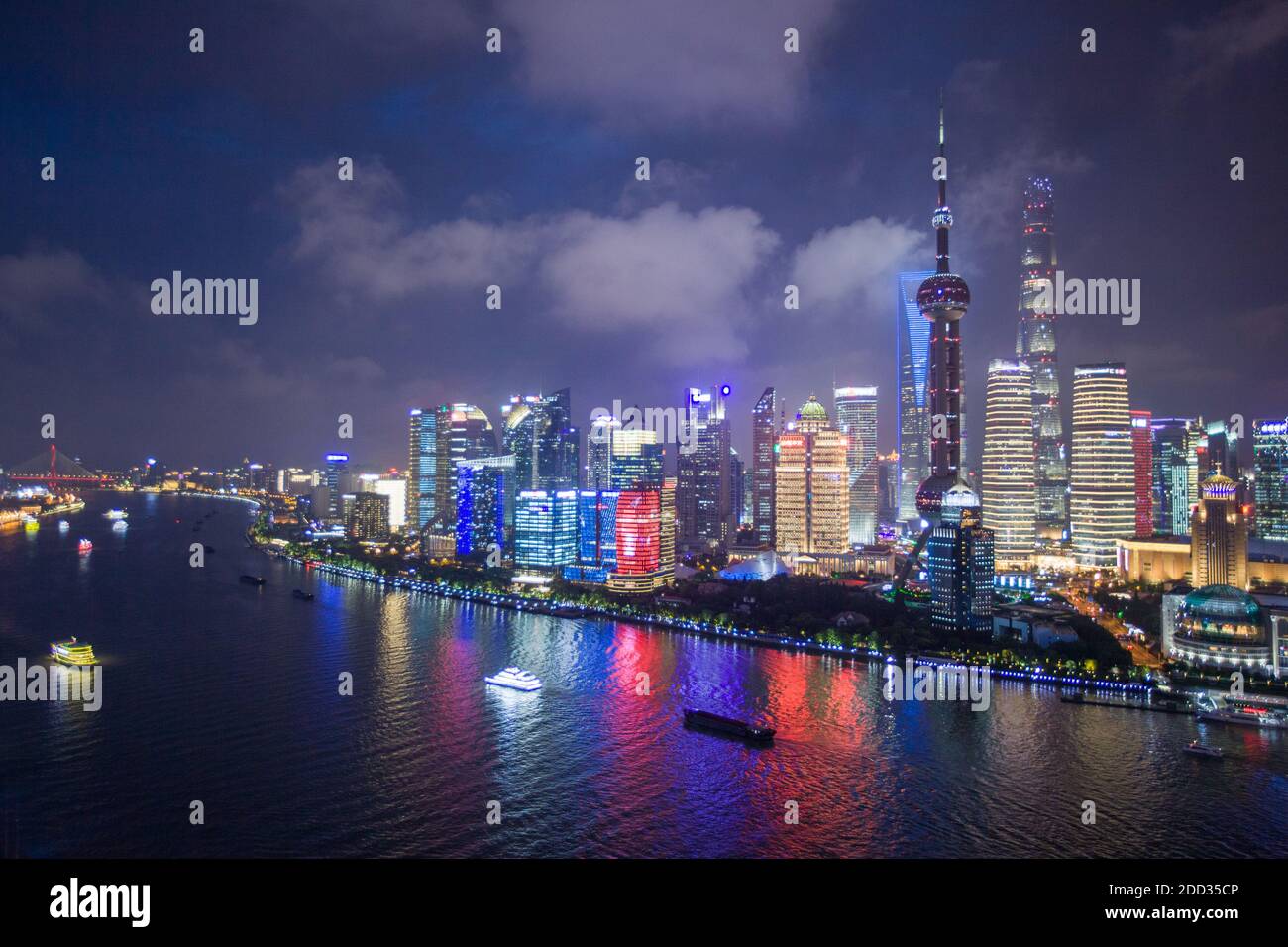 Shanghai urban construction scenery at night Stock Photo - Alamy
