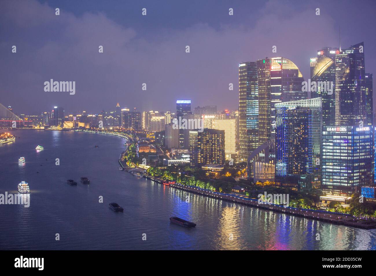 Shanghai urban construction scenery at night Stock Photo - Alamy