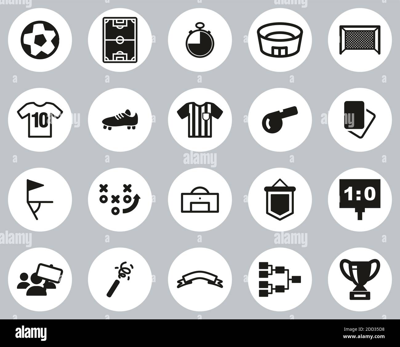 Soccer Or Football Icons Black & White Flat Design Circle Set Big Stock ...