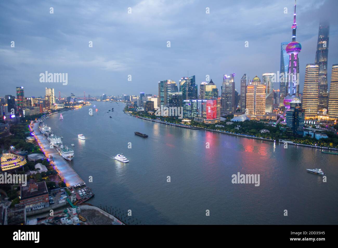Shanghai urban construction scenery at night Stock Photo - Alamy