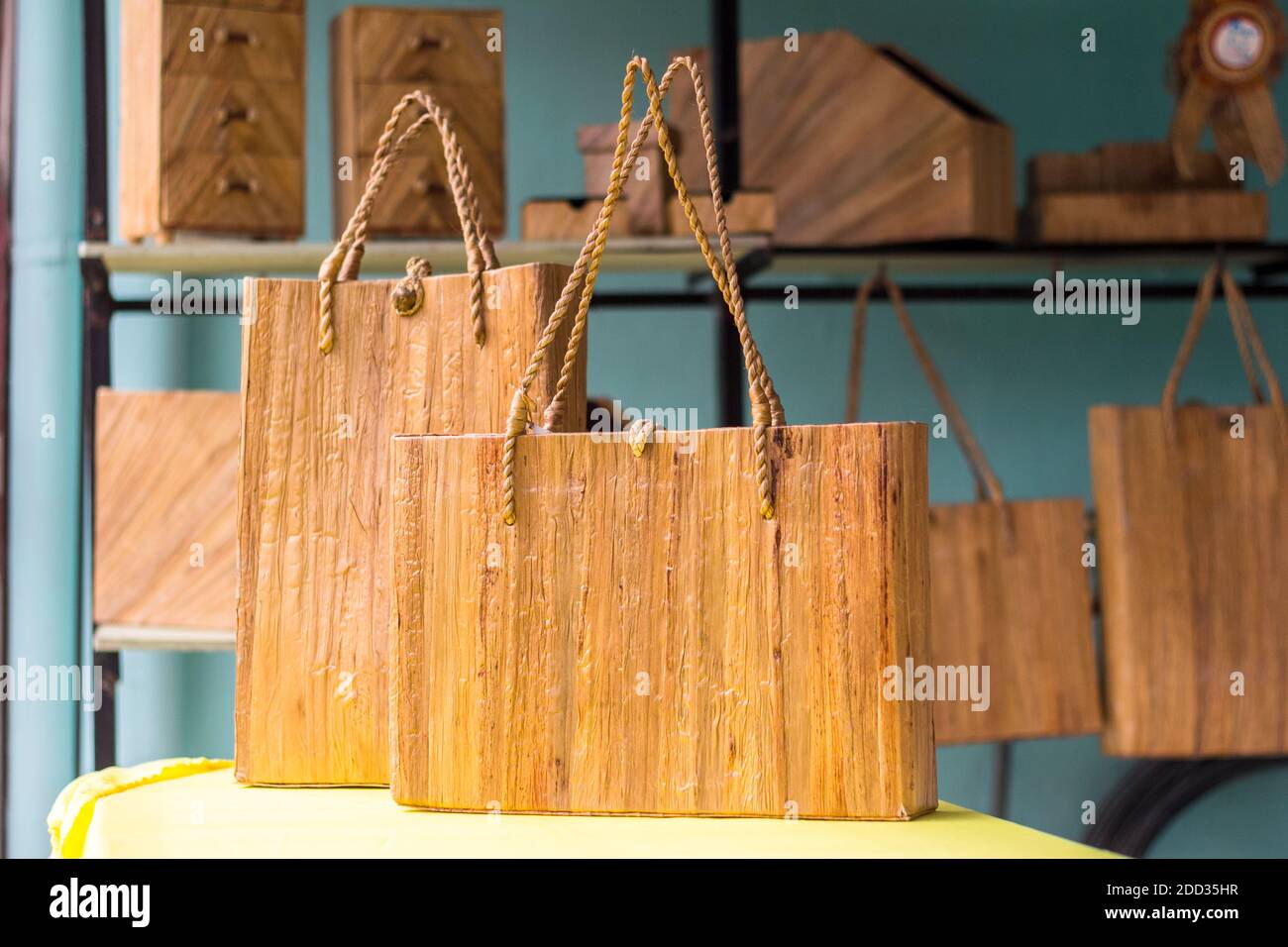 Handicrafts made from aquatic weeds in Bicol, Philippines Stock Photo ...