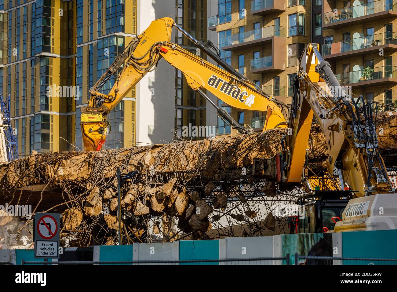 Demolition of 'Wembley Way', the iconic Wembley Stadium pedway, a 46 ...