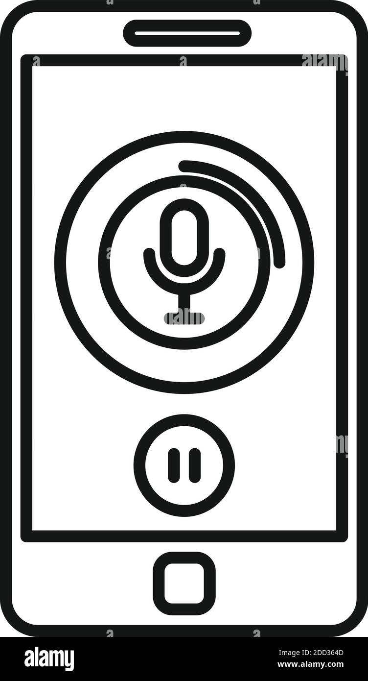 Smartphone audio recording icon, outline style Stock Vector Image & Art ...