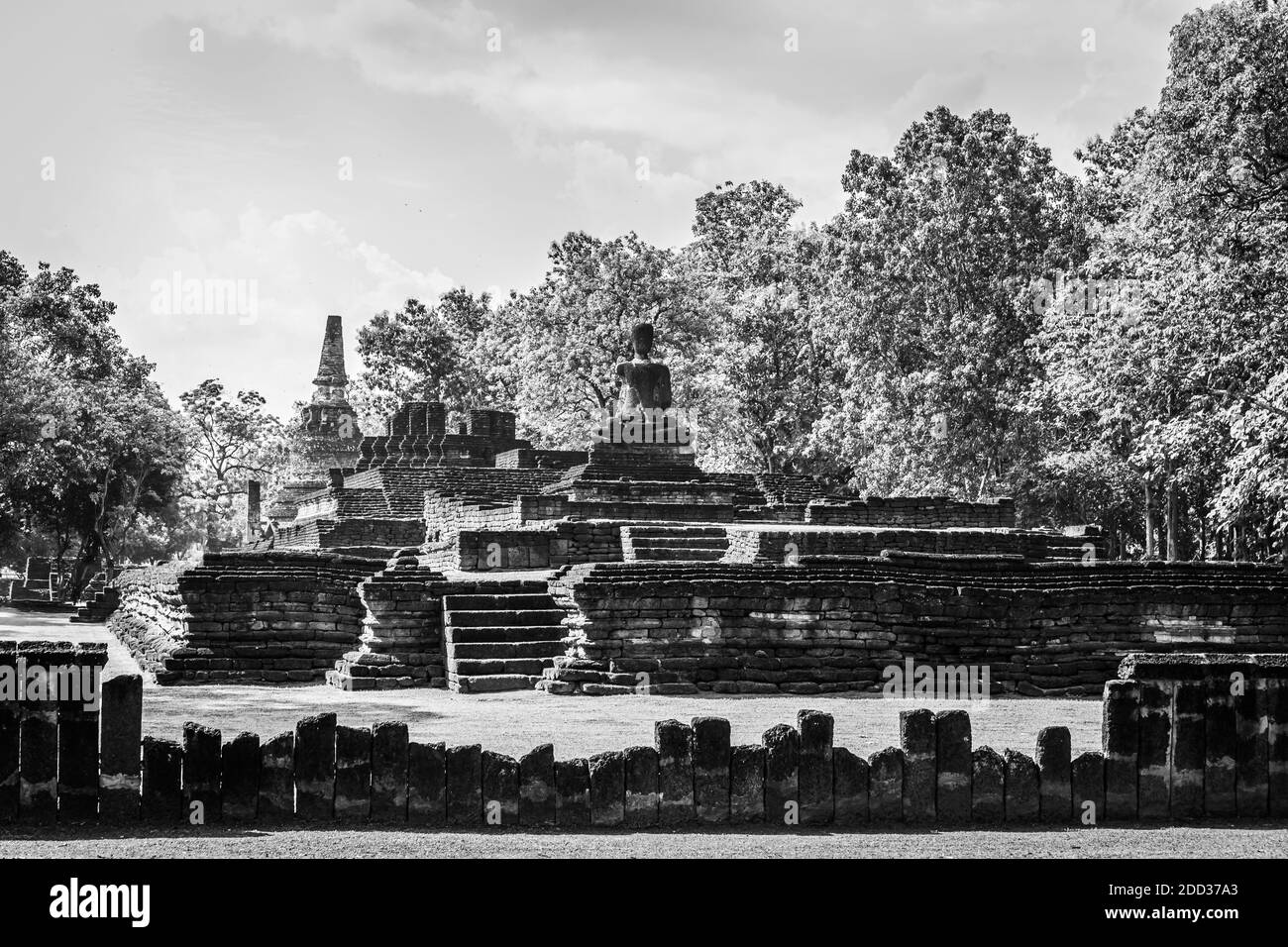 Landmark of Buddha image made of ancient bricks in the Kamphaeng Phet ...