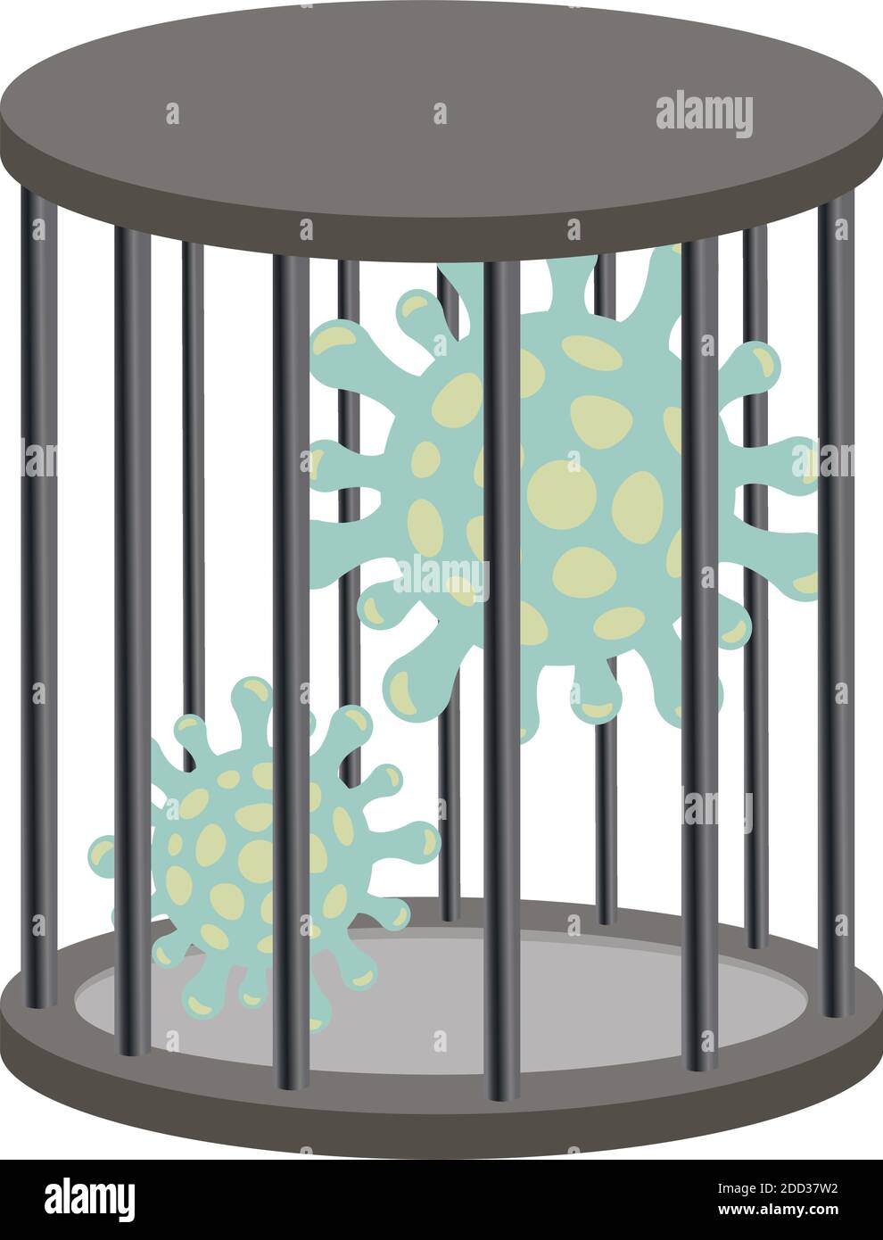Lock up of virus in prison. Concept of virus control. Vector ...