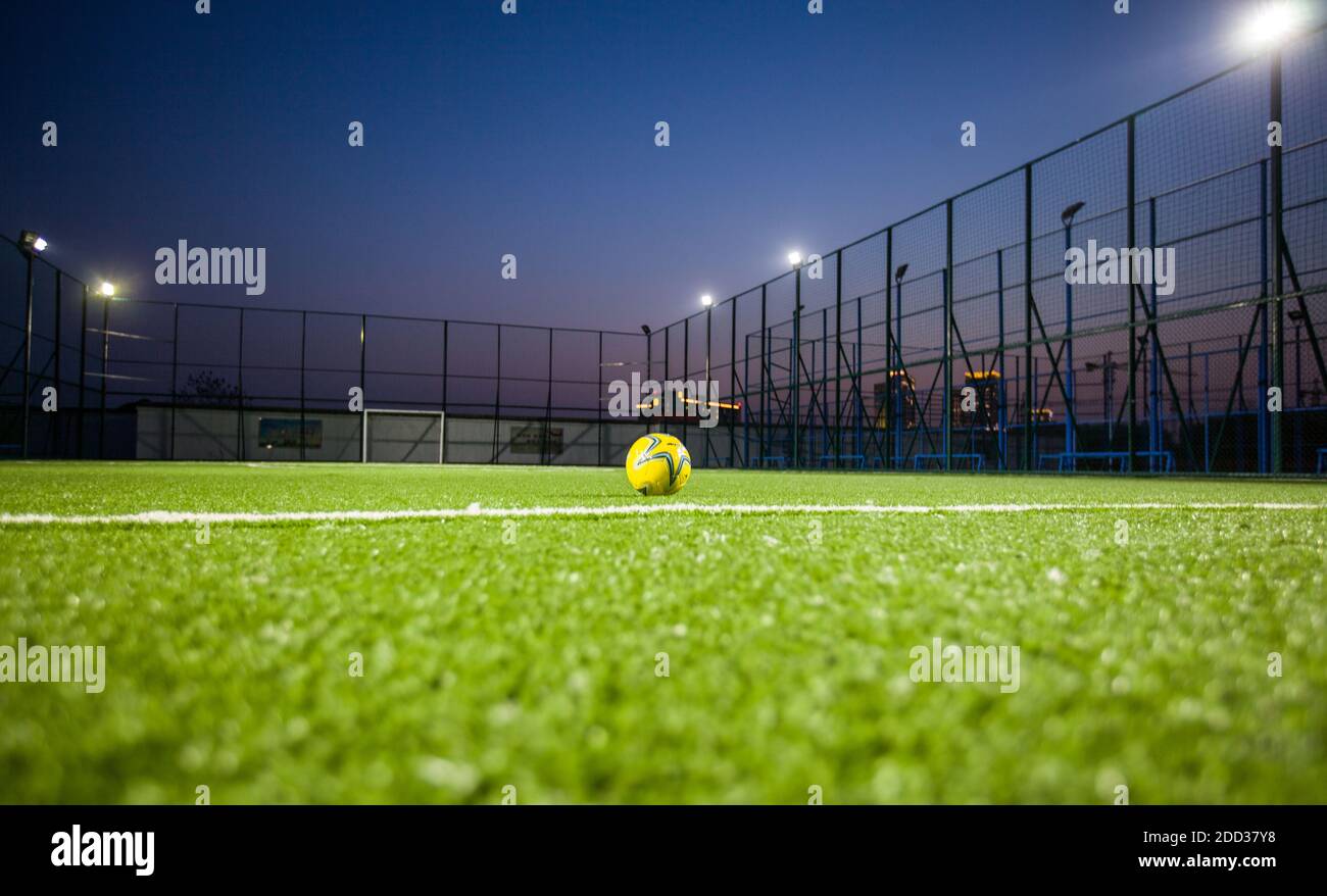 Cage five-a-side football field Stock Photo - Alamy
