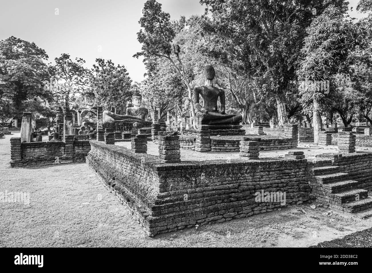 Landmark of Buddha image made of ancient bricks in the Kamphaeng Phet ...