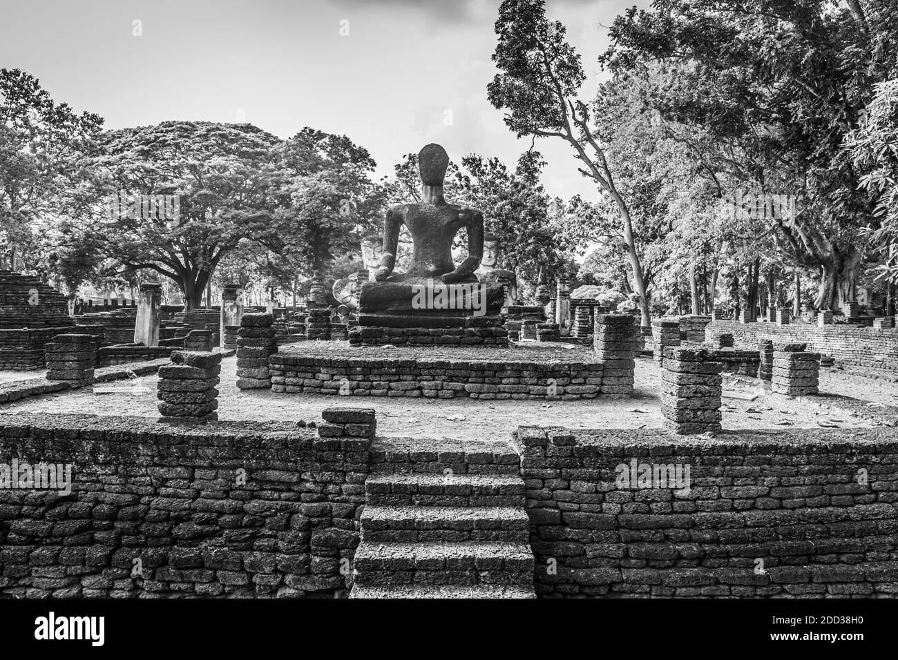 Landmark of Buddha image made of ancient bricks in the Kamphaeng Phet ...