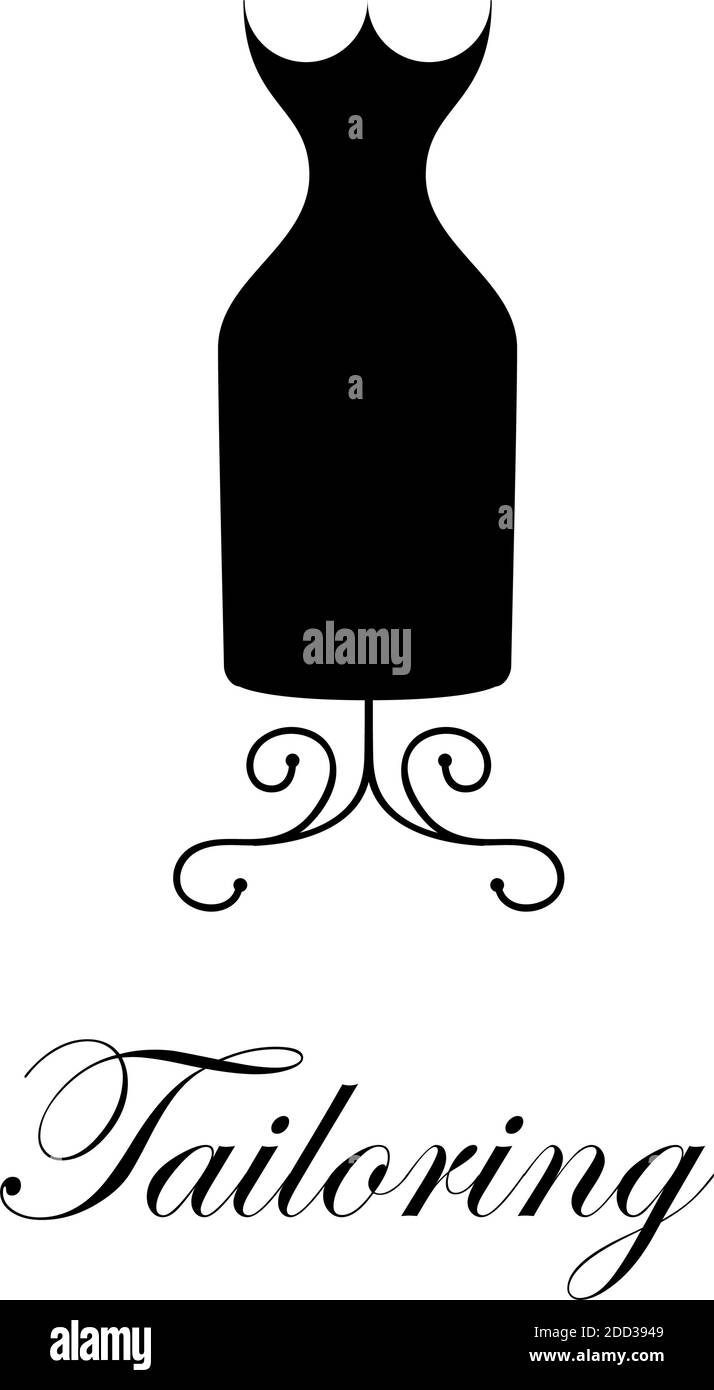 Vector sign tailoring. Mannequin with black dress Stock Vector Image ...