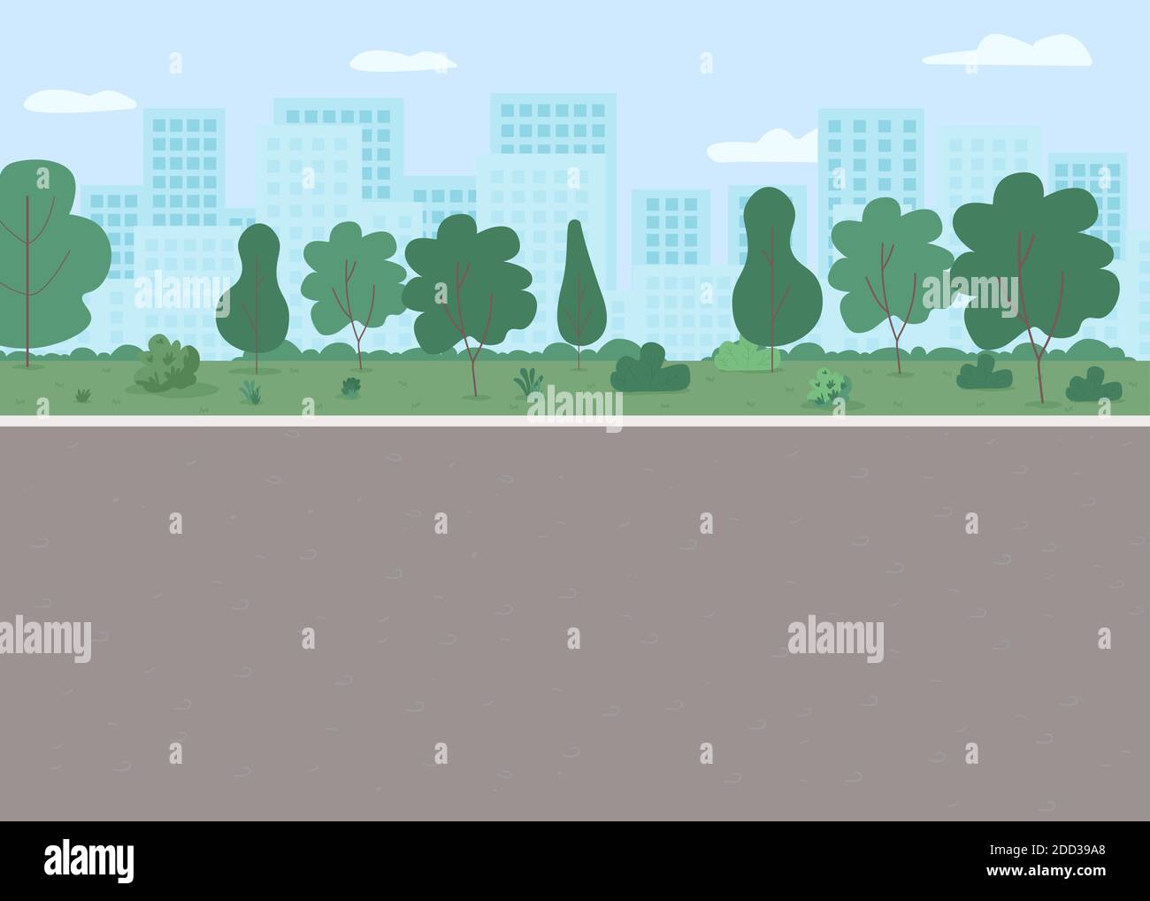 Empty public park flat color vector illustration Stock Vector Image ...
