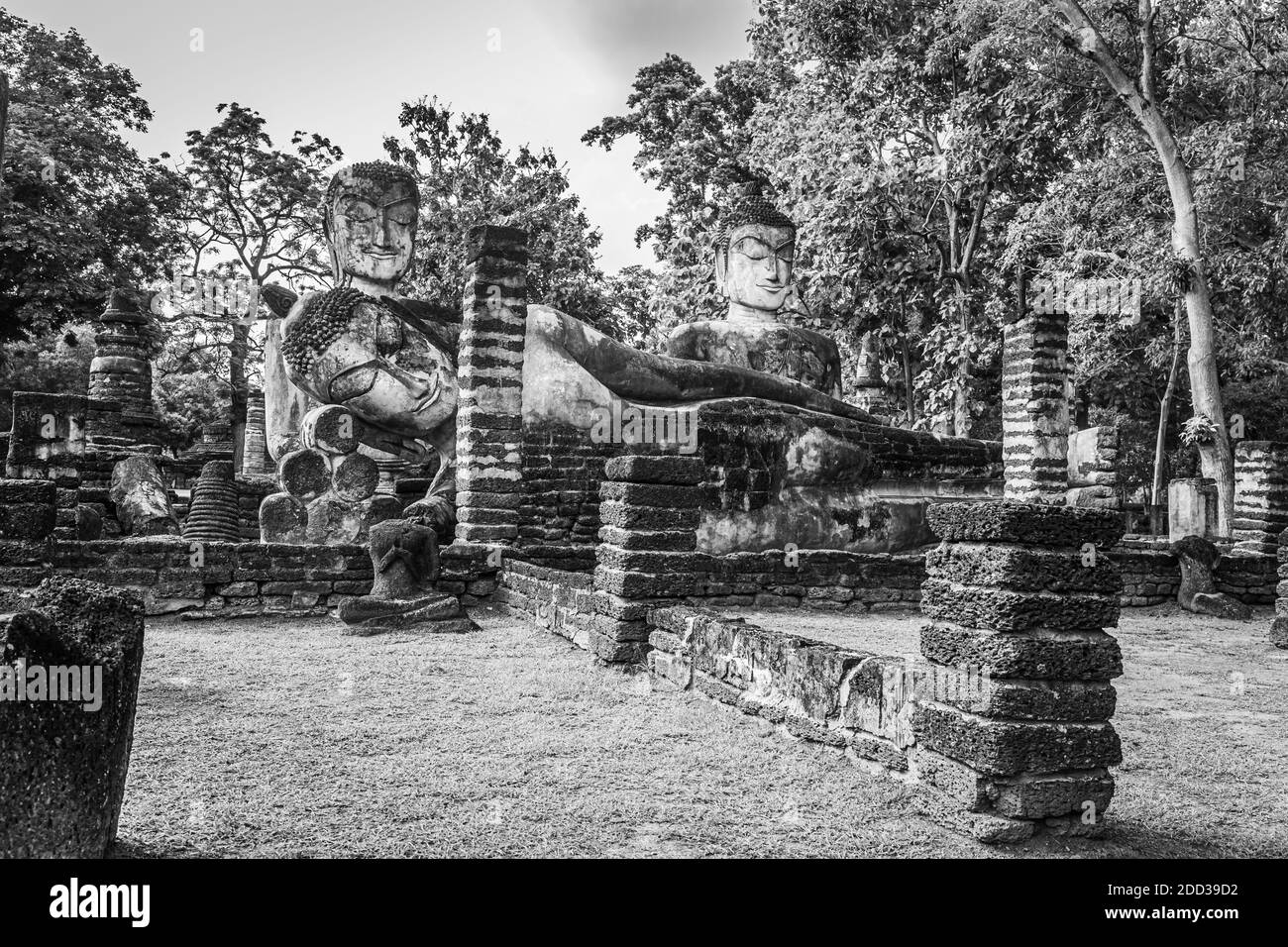 Landmark of Buddha image made of ancient bricks in the Kamphaeng Phet ...