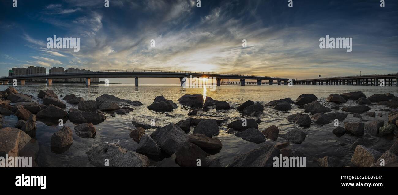 Jiaozhou bay cross-sea bridge, located in Qingdao city in shandong ...