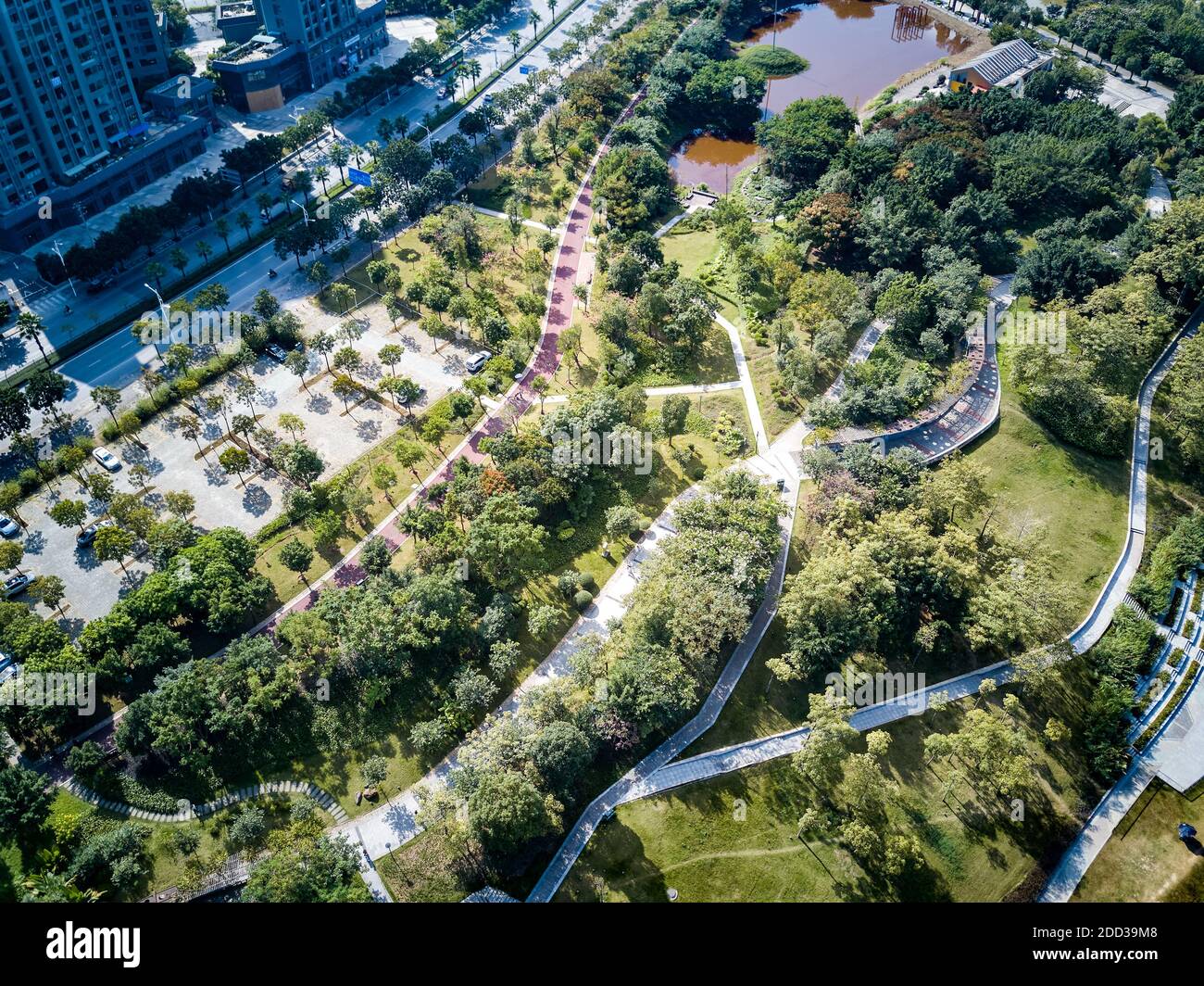 Landscape of high-rise city along the river in Nanning, Guangxi, China ...