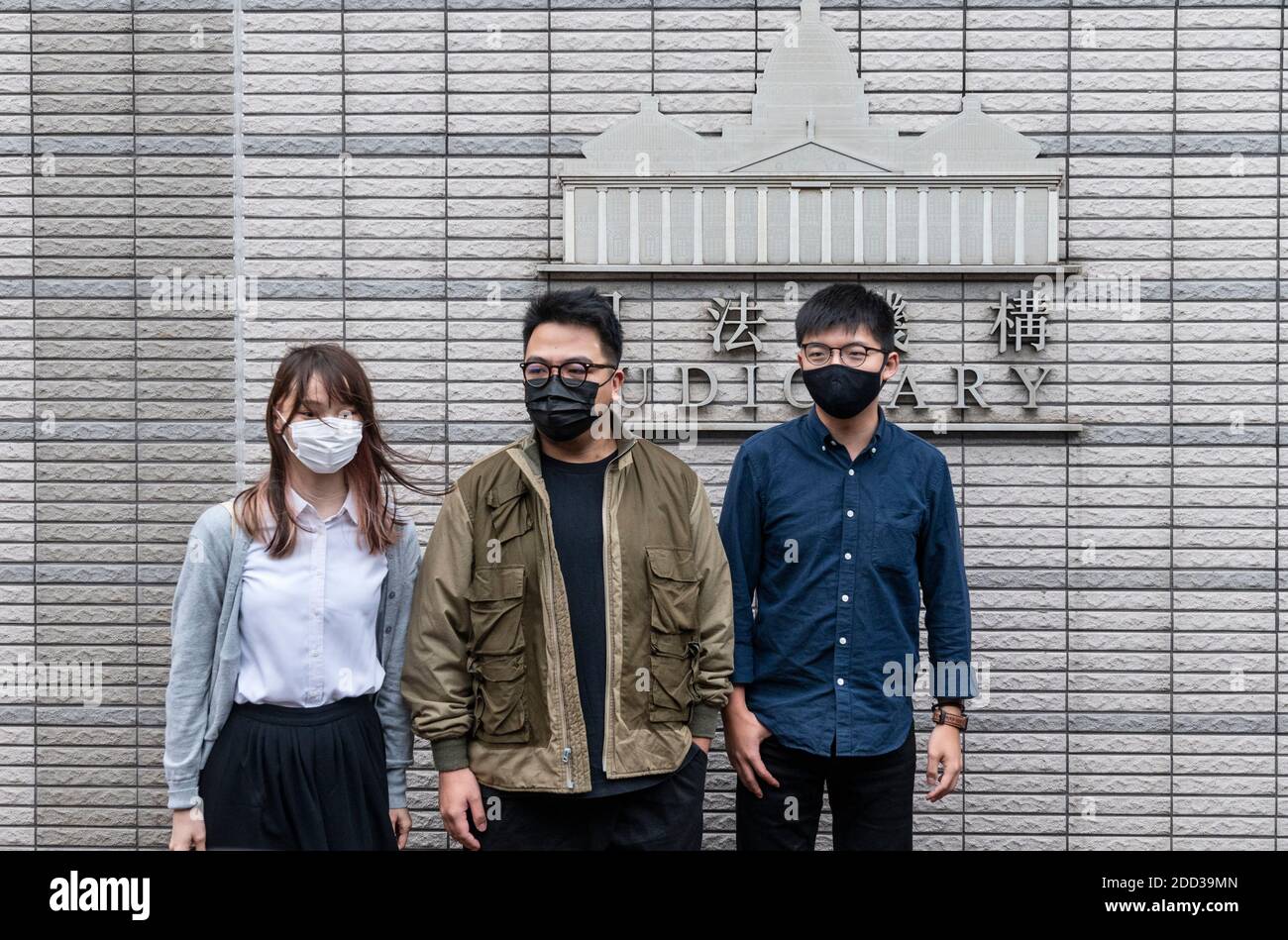 Agnes Chow Ting (L), Ivan Lam Long Ying (C), and Joshua Wong Chi-fung ...