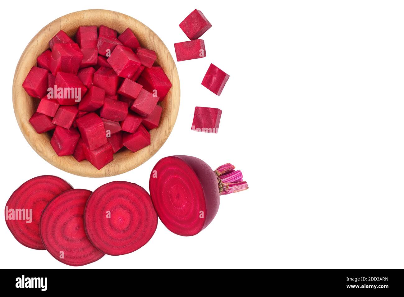 beetroot slices isolated on white . Top view with copy space for your ...