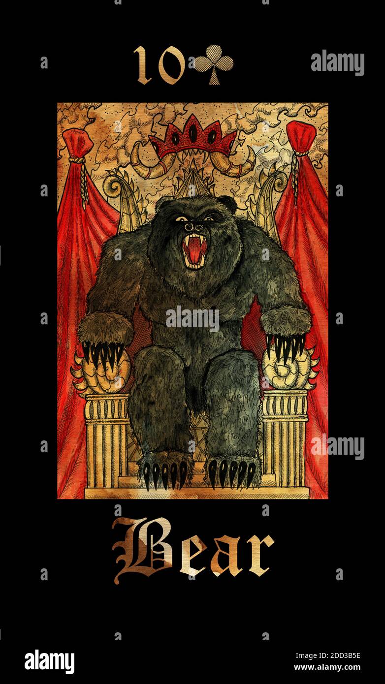 Bear. Card of Lenormand oracle deck Gothic Mysteries. Hand drawn ...