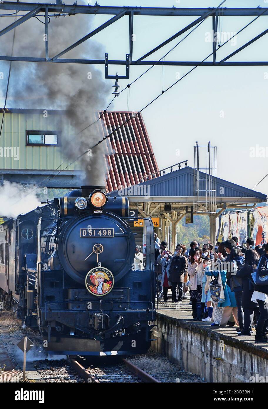 Peoples take photo the Steam locomotive Class D51-498 during a ...