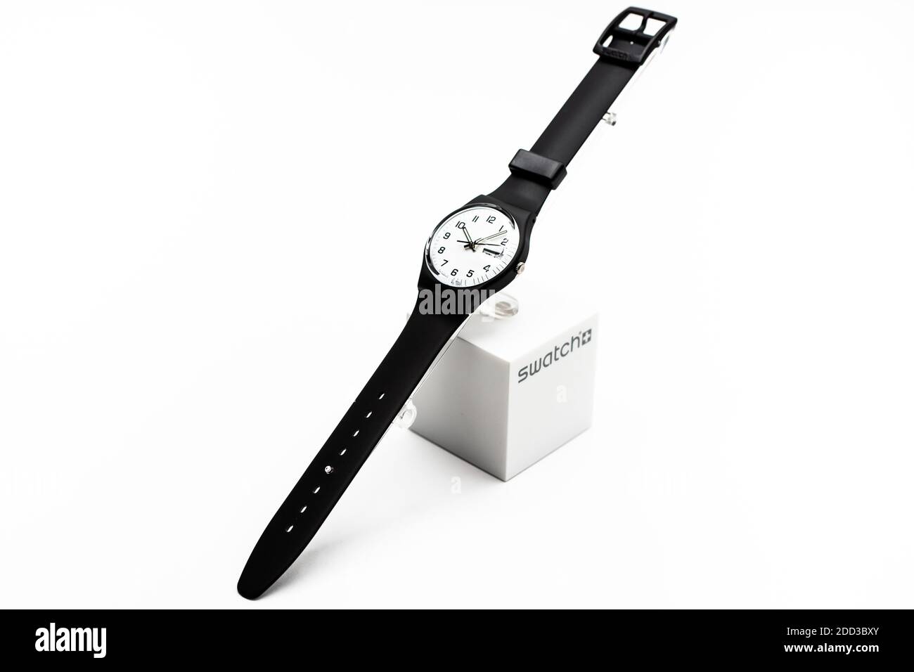 Rome, Italy 07.10.2020 - Swatch simple fashion swiss made quartz watch ...