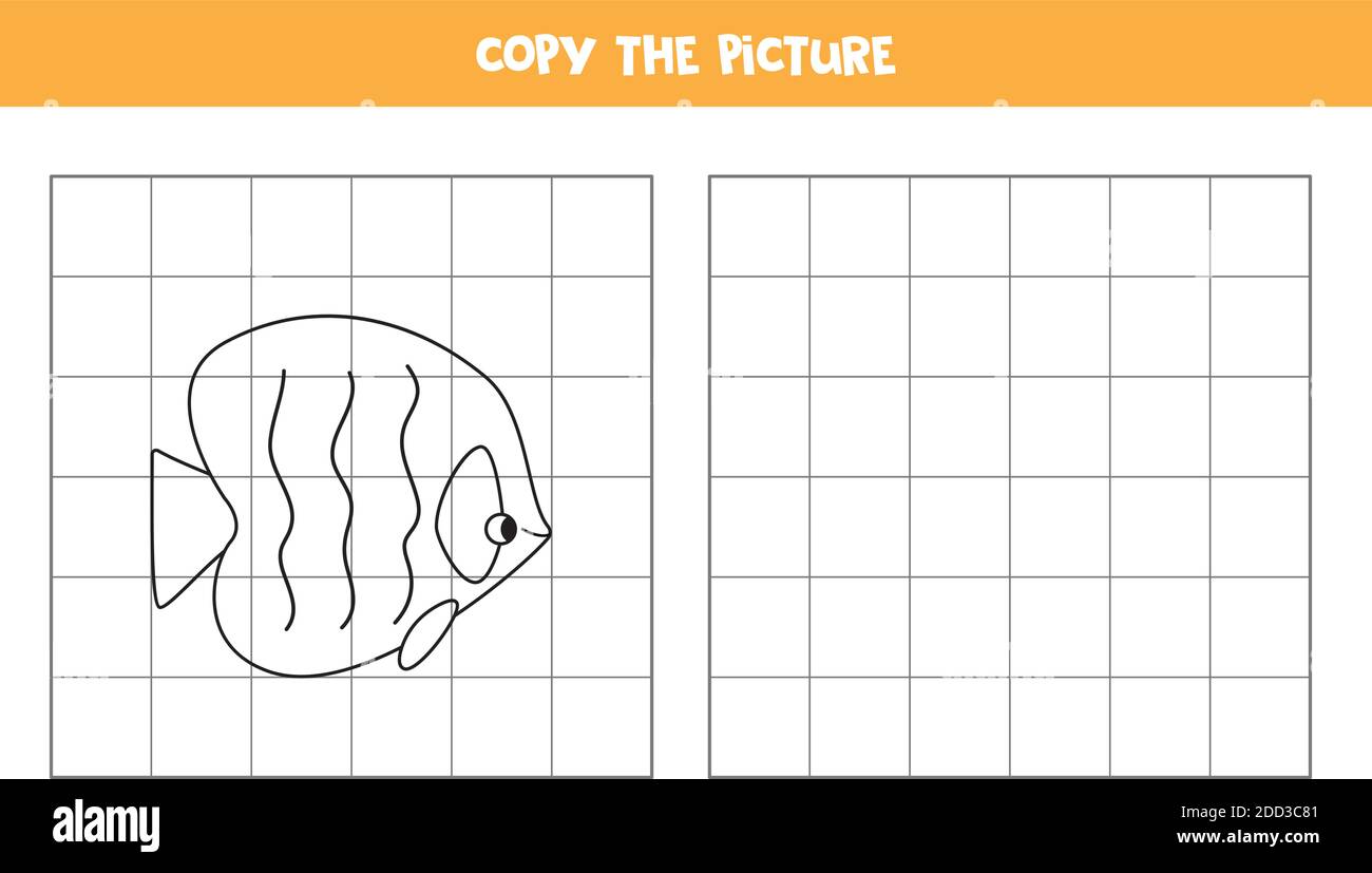 Copy the picture of cartoon fish. Educational game for kids ...