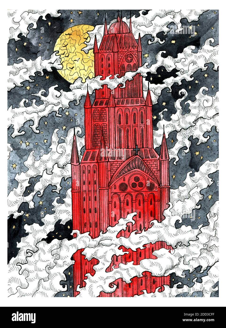 Medieval castle night moon Cut Out Stock Images & Pictures - Alamy