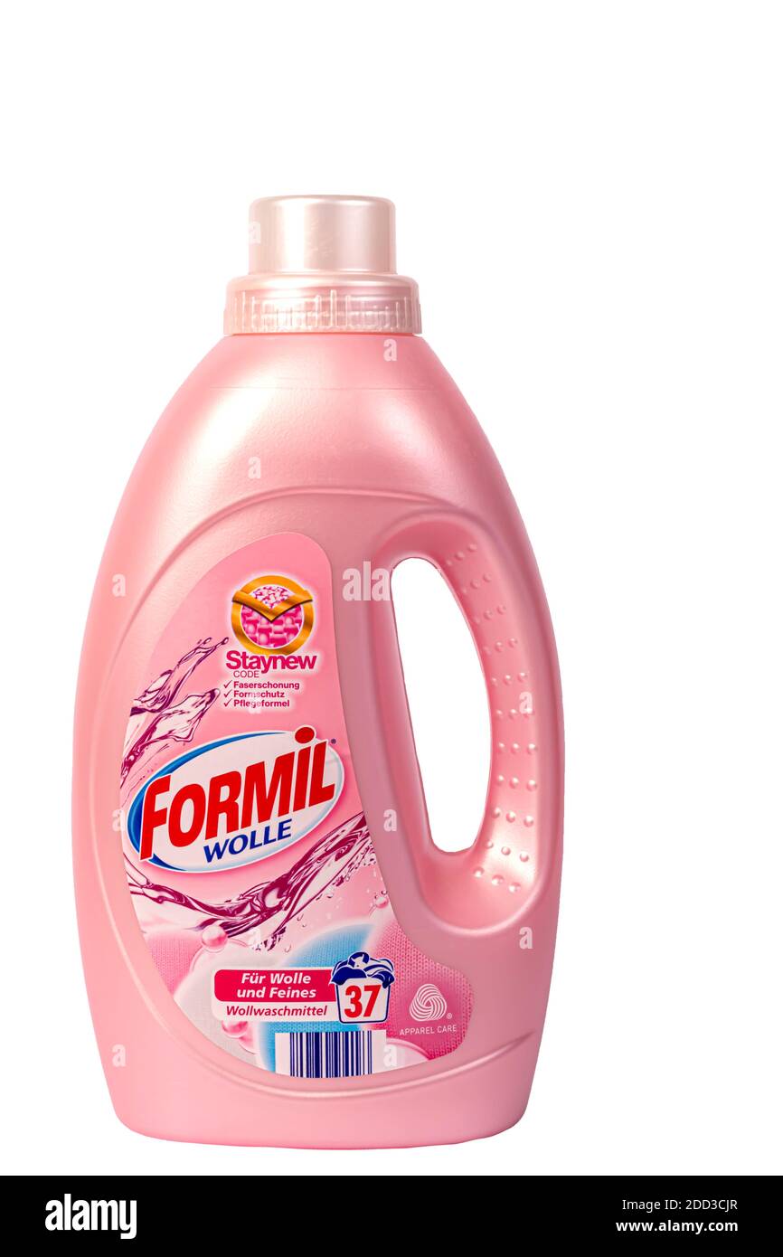 Liquid detergent in plastic bottles. Detergent on a white background ...