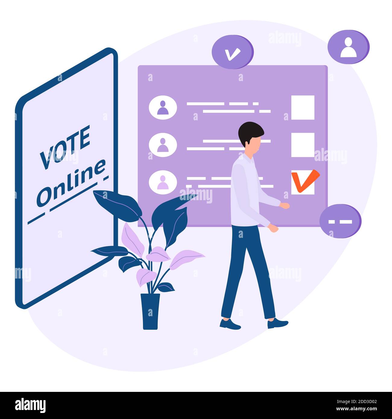 Vector illustration People vote online for candidate on phone Election ...