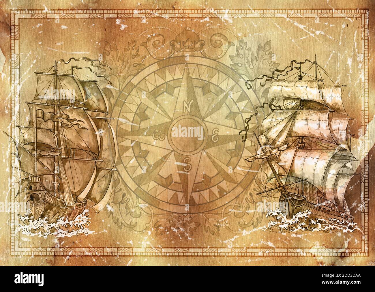 Old Compass Drawing High Resolution Stock Photography and Images - Alamy