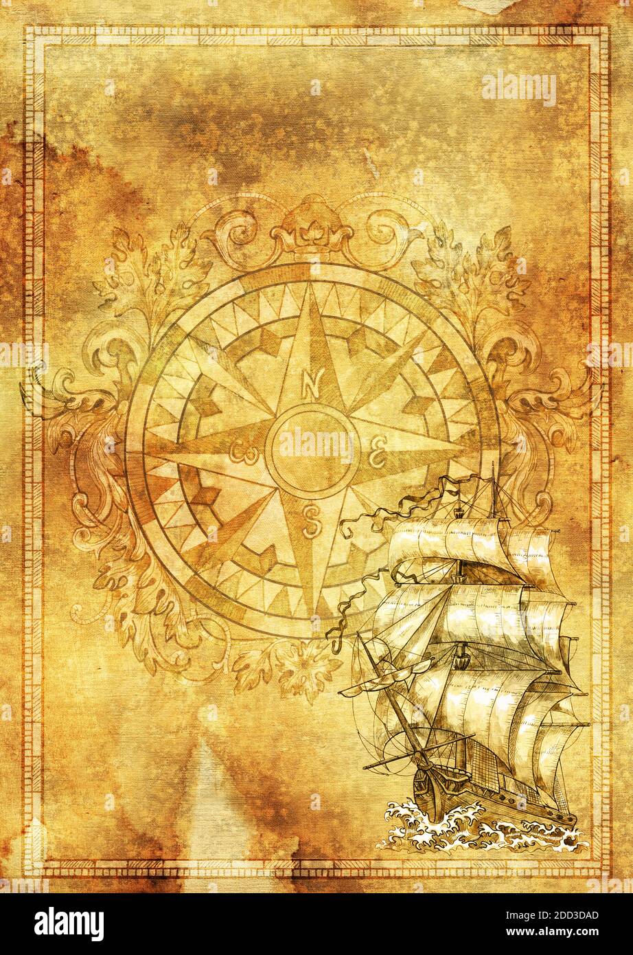 Old Compass Drawing High Resolution Stock Photography and Images - Alamy