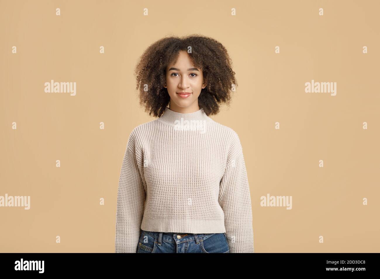 Calm beautiful female student and natural emotions Stock Photo - Alamy