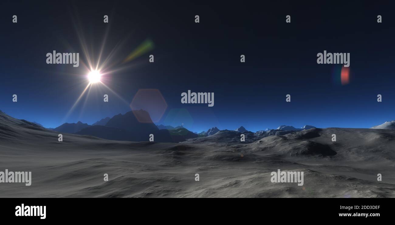 mountain plateau abstract landscape panorama, 3d render illustration ...